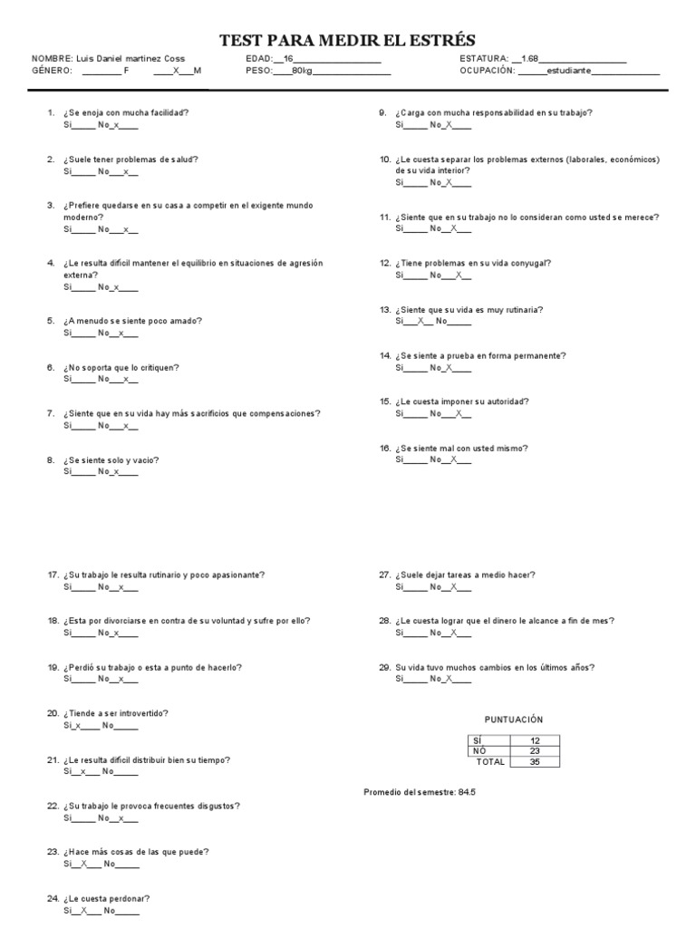 Test para Medir El Estrés y Medición | PDF | Estrés (biología) | Bienestar