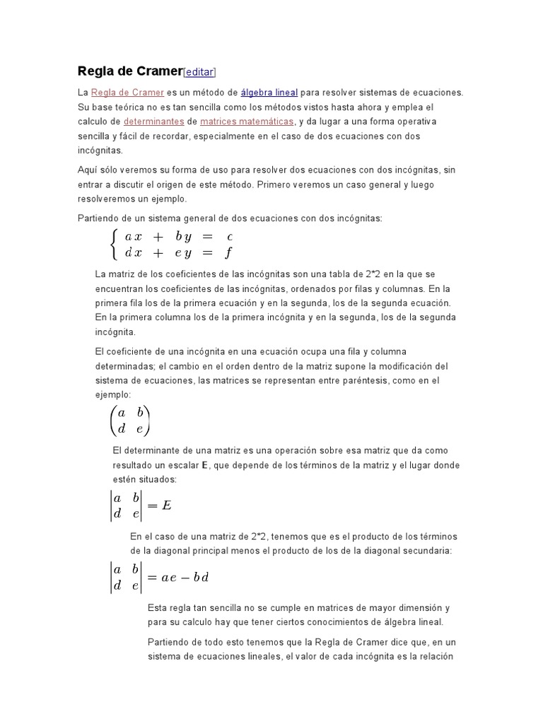 Ecuacion Metodo de Cramer | PDF | Determinante | Matriz (Matemáticas)