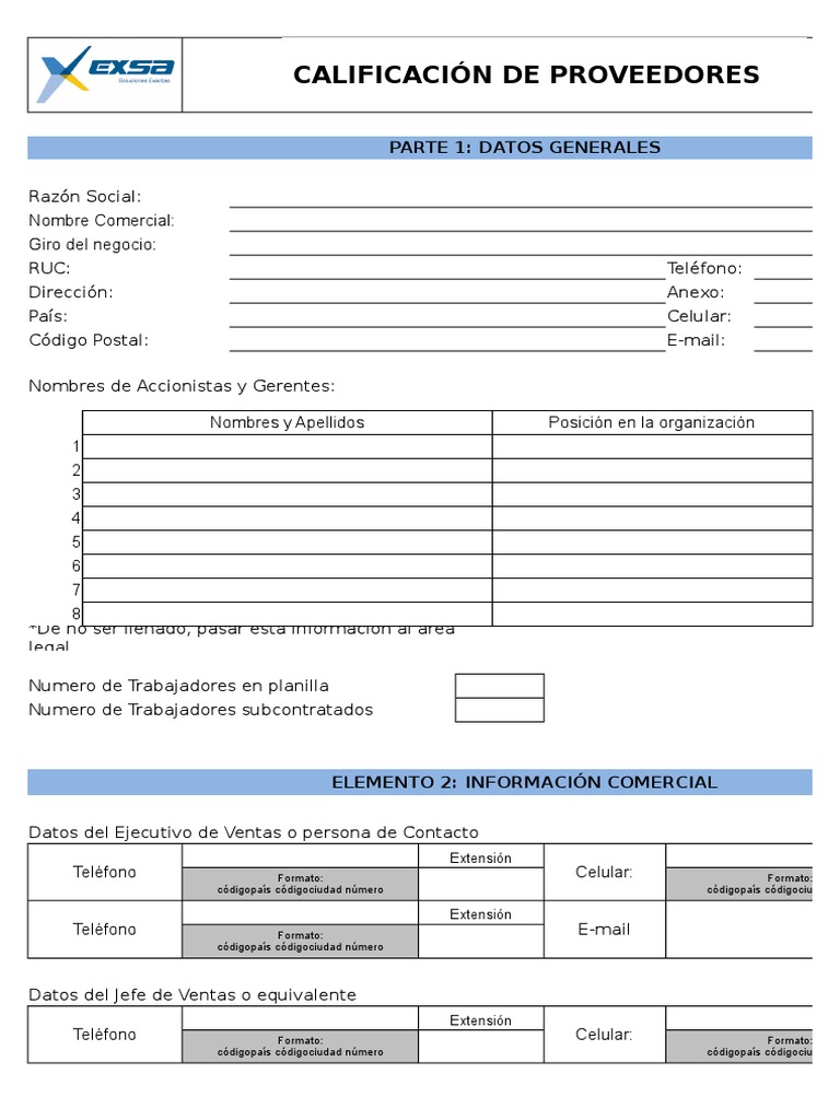 Calificacion de Proveedores | Contabilidad | Business