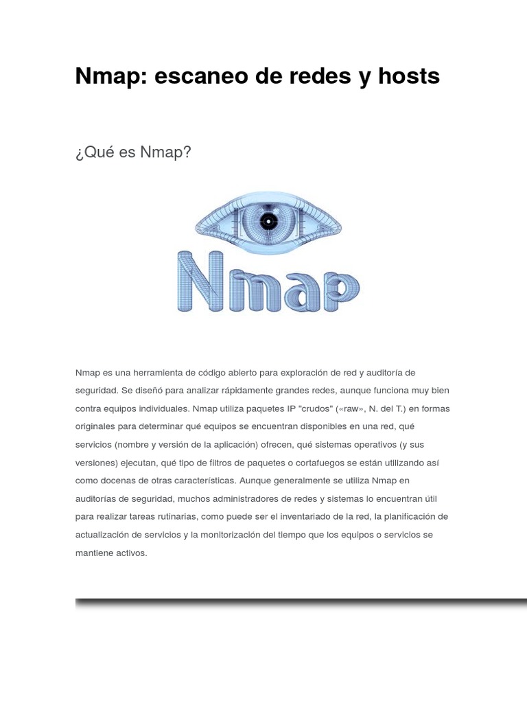 Nmap Escaneo de Redes y Hosts | PDF | Protocolo de Control de ...