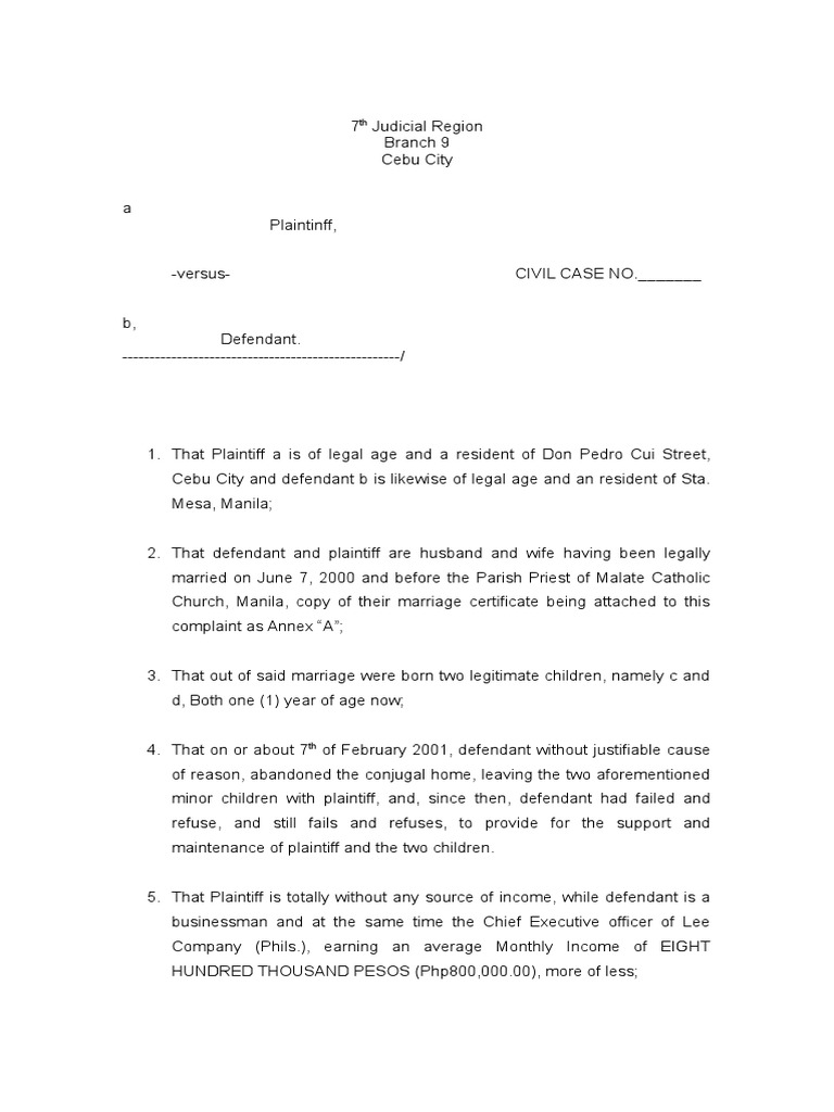 Petition For Support | PDF