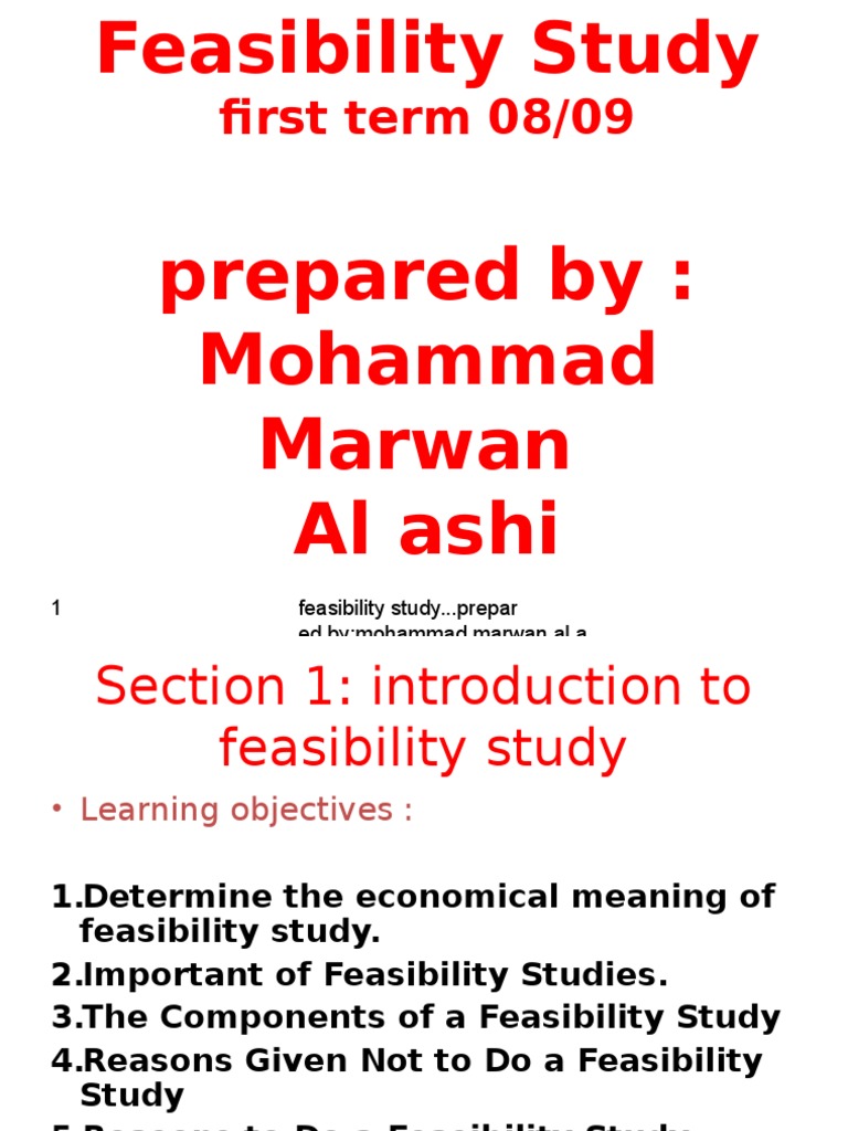 Introduction To Feasibility Studies 97 | PDF | Feasibility Study ...