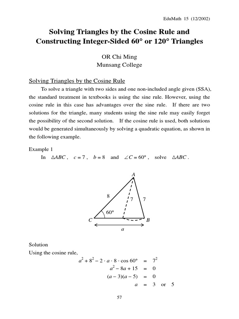 Solving Triangles Via Trigonometry | PDF | Trigonometric Functions | Sine
