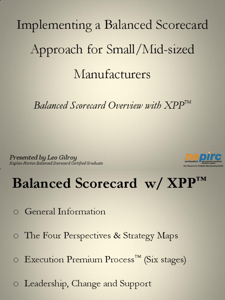 Implementing A Balanced Scorecard Approach For Manufacturers - Gilroy ...