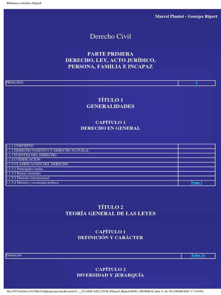 Derecho Civil-Marcel Planiol y George Ripert | PDF | La Ley natural ...