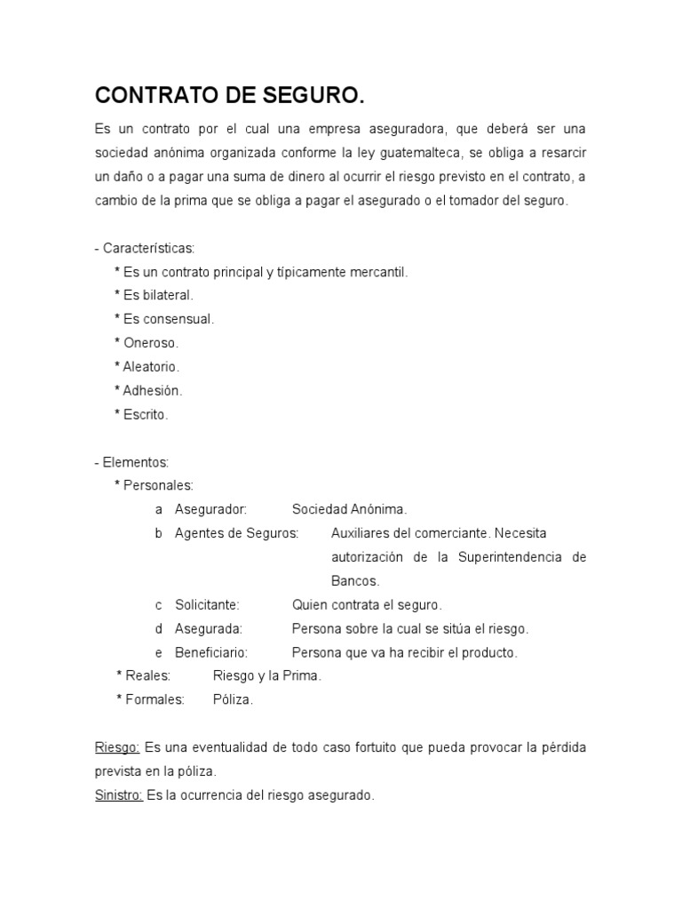 Contrato de Seguro | PDF | Póliza de seguros | Seguro
