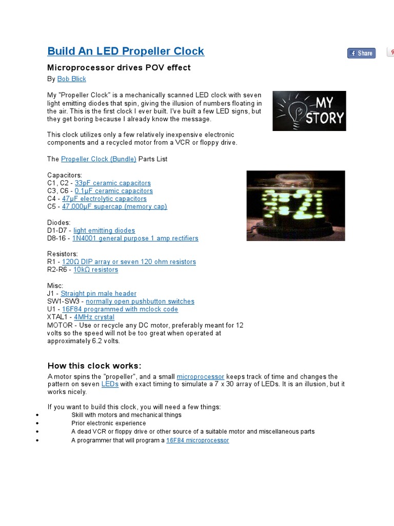 Build An LED Propeller Clock | Download Free PDF | Electrical Connector ...