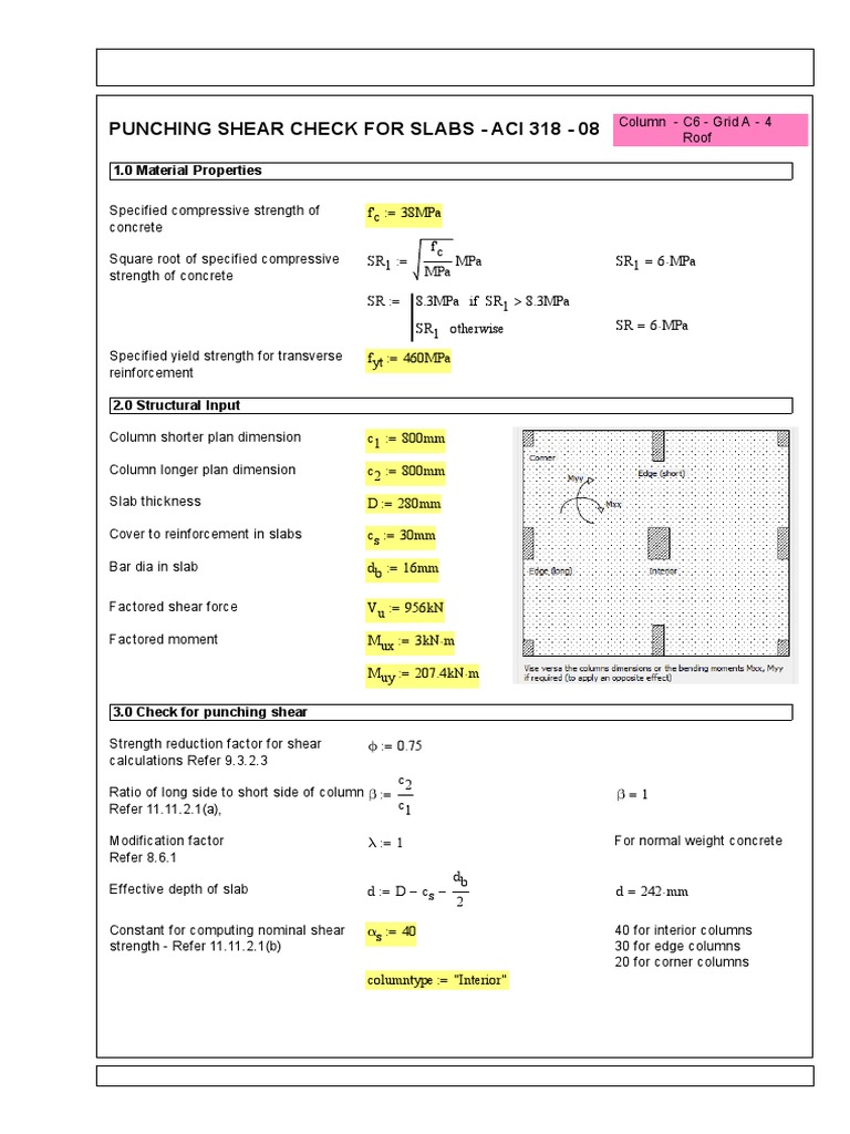 Punching Shear Check for Slabs ACI 318 | PDF | Column | Strength Of ...