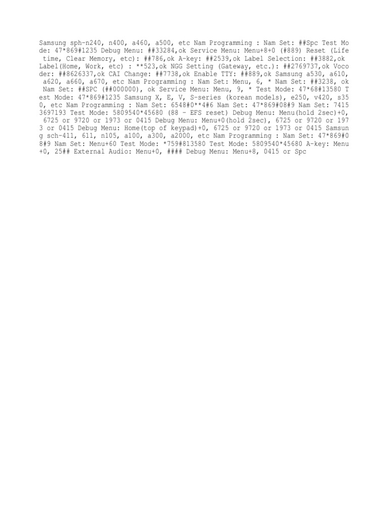 All Models Mobile Unlock Codes | PDF | Telecommunications | Information ...