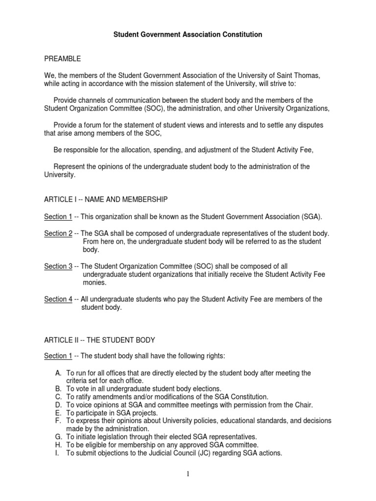 SGA Constitution | PDF | Committee | Students' Union