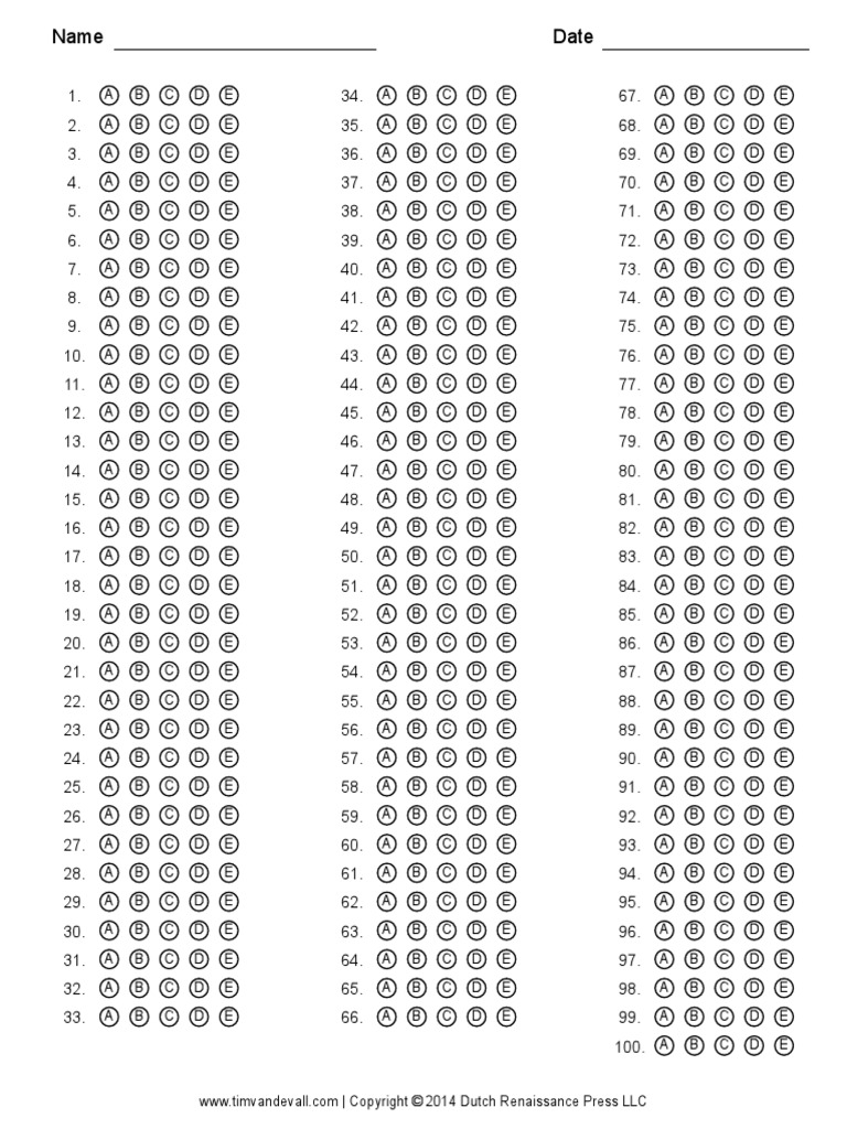 Bubble Sheet Template PDF | PDF