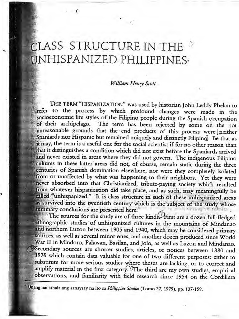 Class Structure in Unhispanized Philippines | PDF