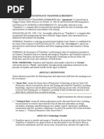 INTERNATIONAL TECHNOLOGY TRANSFER AGREEMENT TEMPLATE | License | Know How