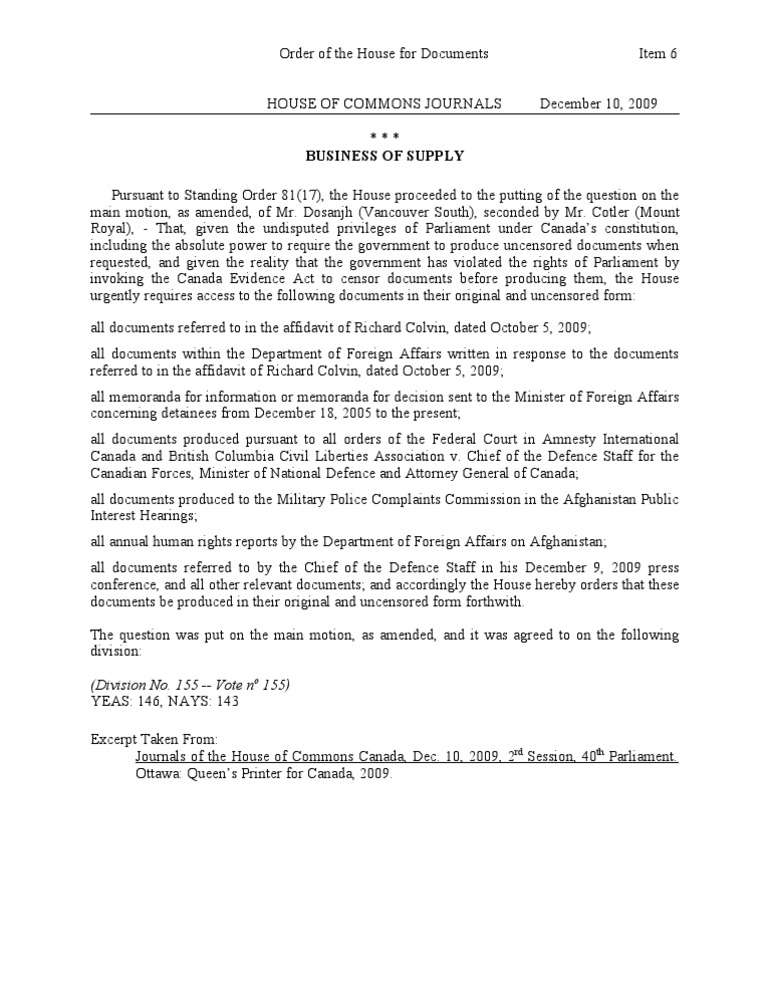 Order of The House For Documents HOUSE | Download Free PDF | United ...