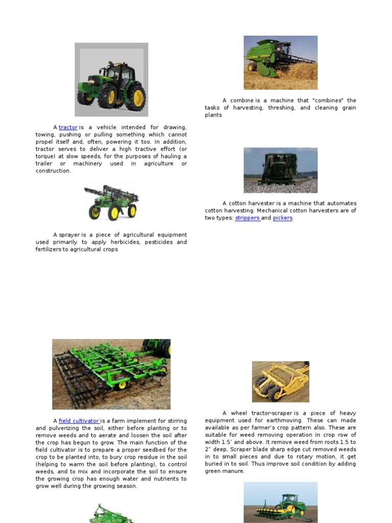 Farm Equipment Names and Uses | PDF | Agricultural Machinery | Loader ...