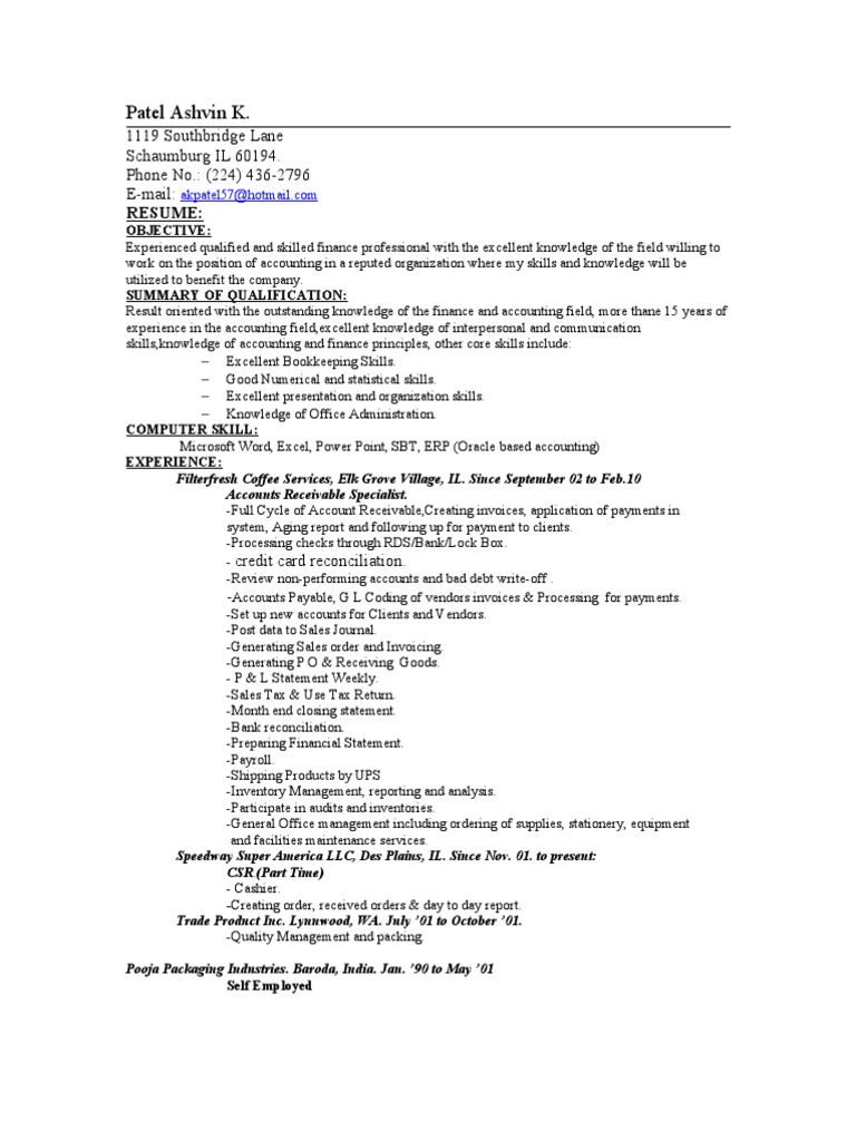Ashvin Resume Acc (1) Editted | PDF | Accounts Payable | Accounting