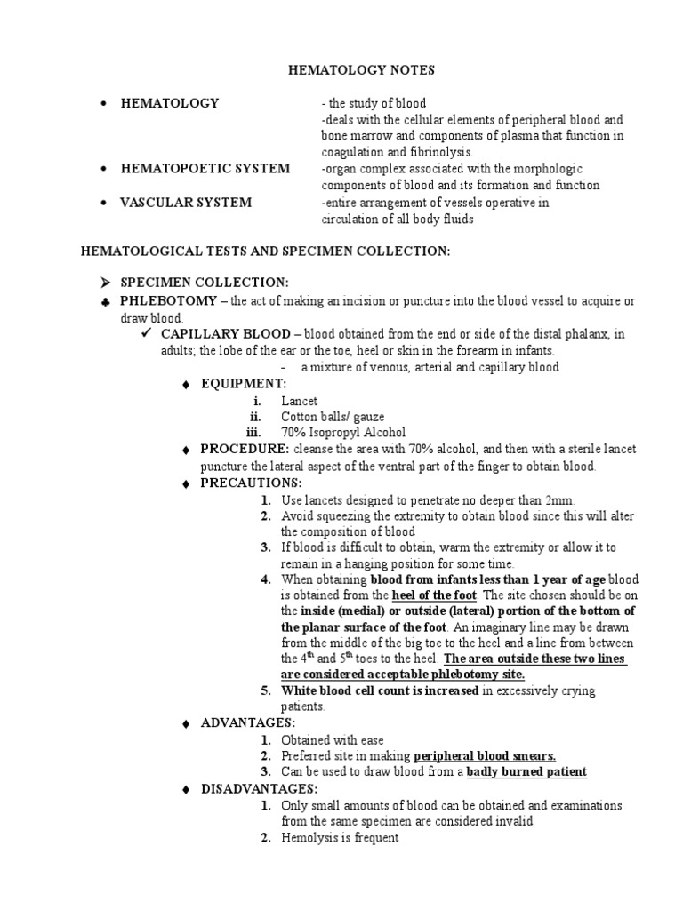 Hematology Notes | PDF | Hemoglobin | Granulocyte