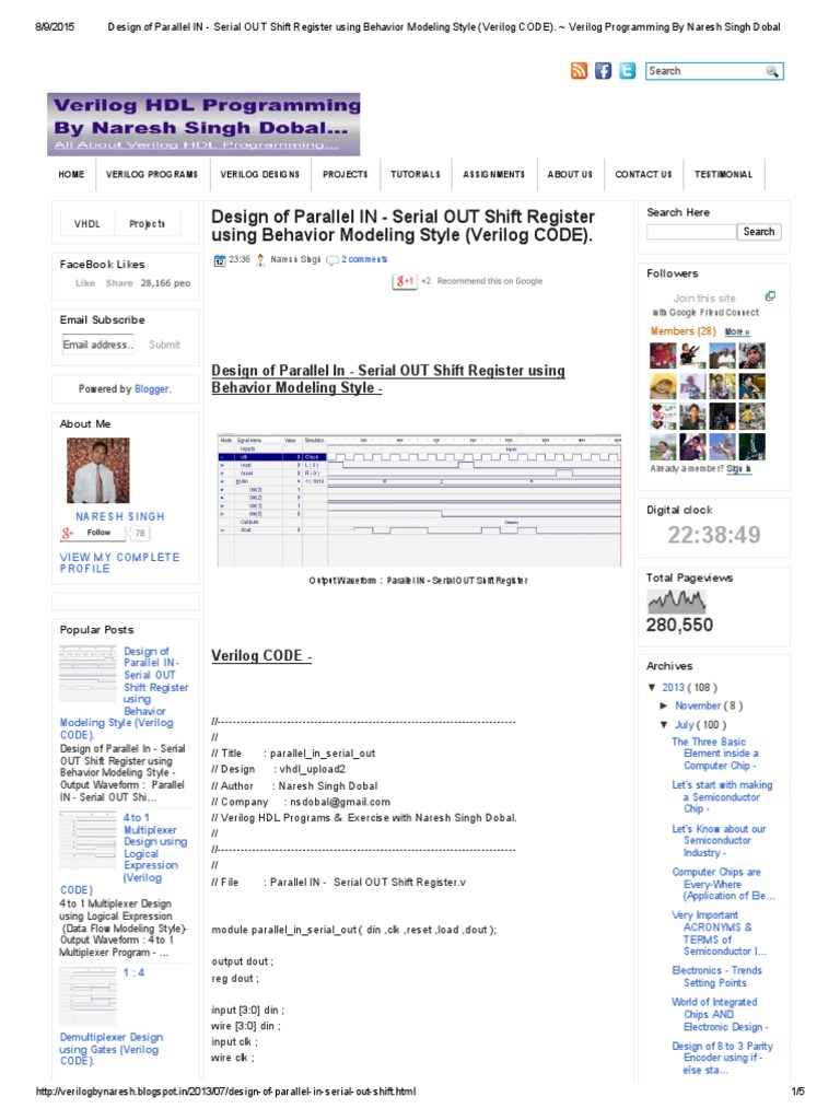 PISO - Verilog | PDF | Hardware Description Language | Electrical Circuits