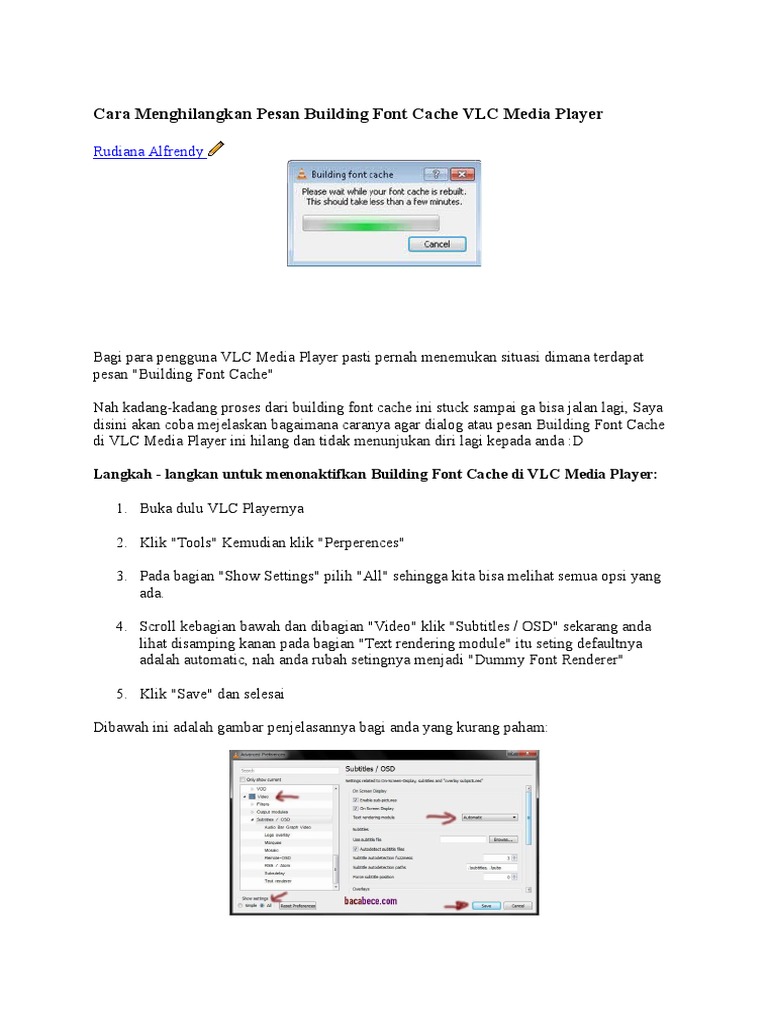 Tips Cara Menghilangkan Pesan Building Font Cache VLC Media Player | PDF