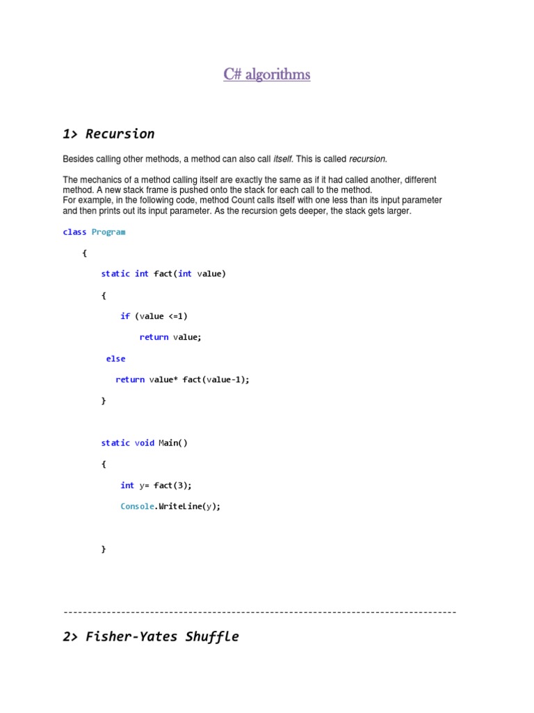 C Algorithms Pdf Subroutine C Sharp Programming Language