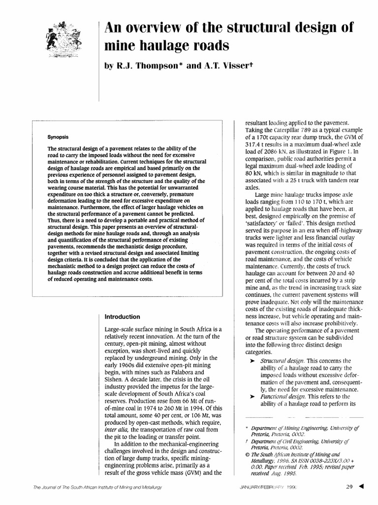 Structural Design of Mine Haulage Roads | PDF