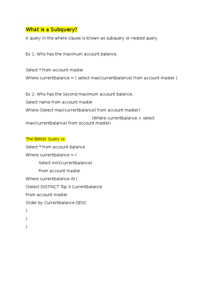 Understanding Subqueries in SQL | PDF