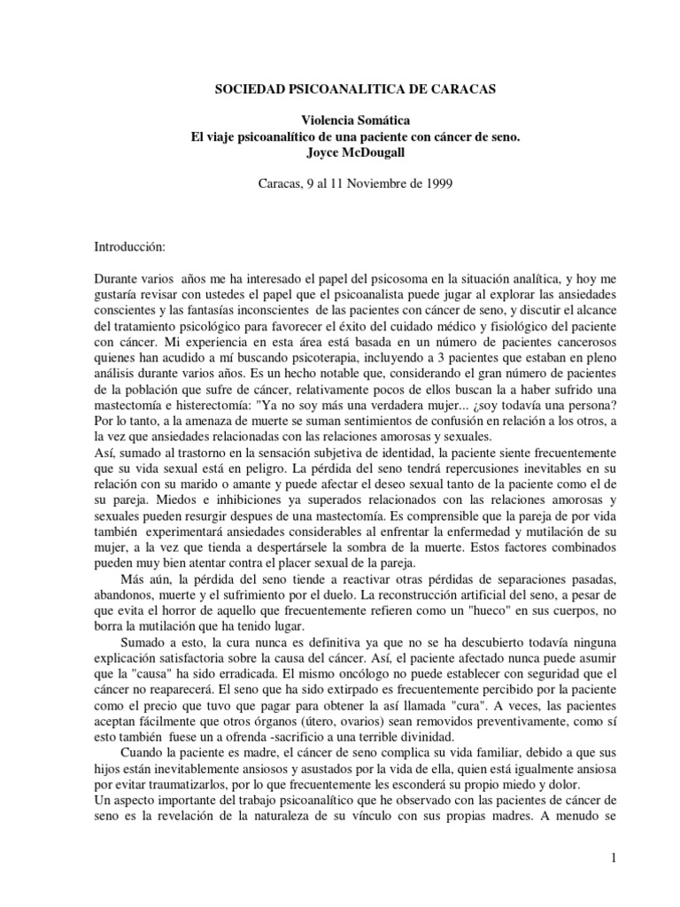 Joyce MC Dougall, Violencia Somática | PDF | Psicoanálisis | Muerte