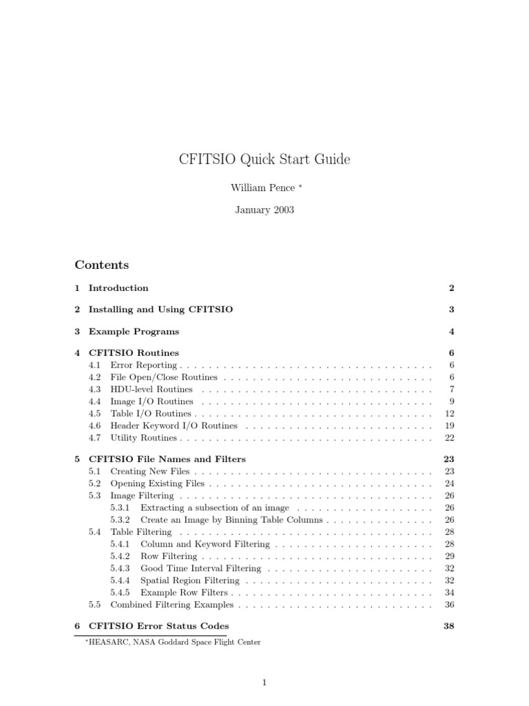 Cfitsio Quick Guide | PDF | Array Data Structure | Parameter (Computer Programming)