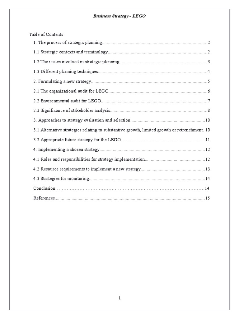 BS For Lego | PDF | Strategic Management | Strategic Planning