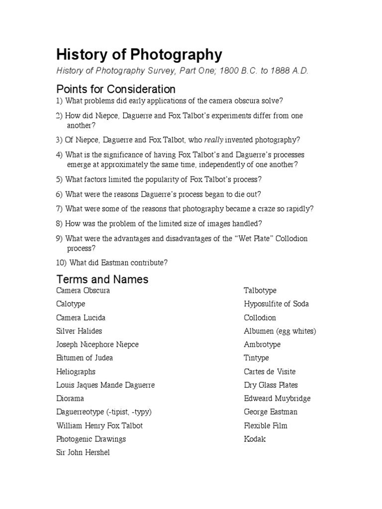 History of Photography Part 1 | PDF