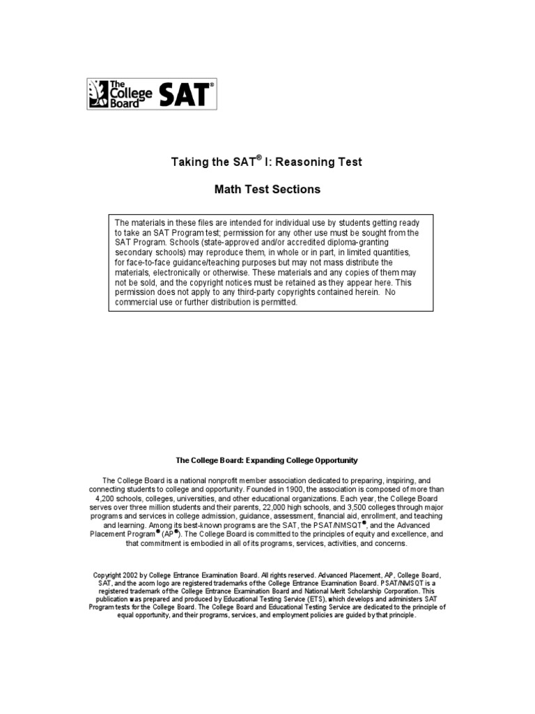 SAT Math Practice Test | PDF
