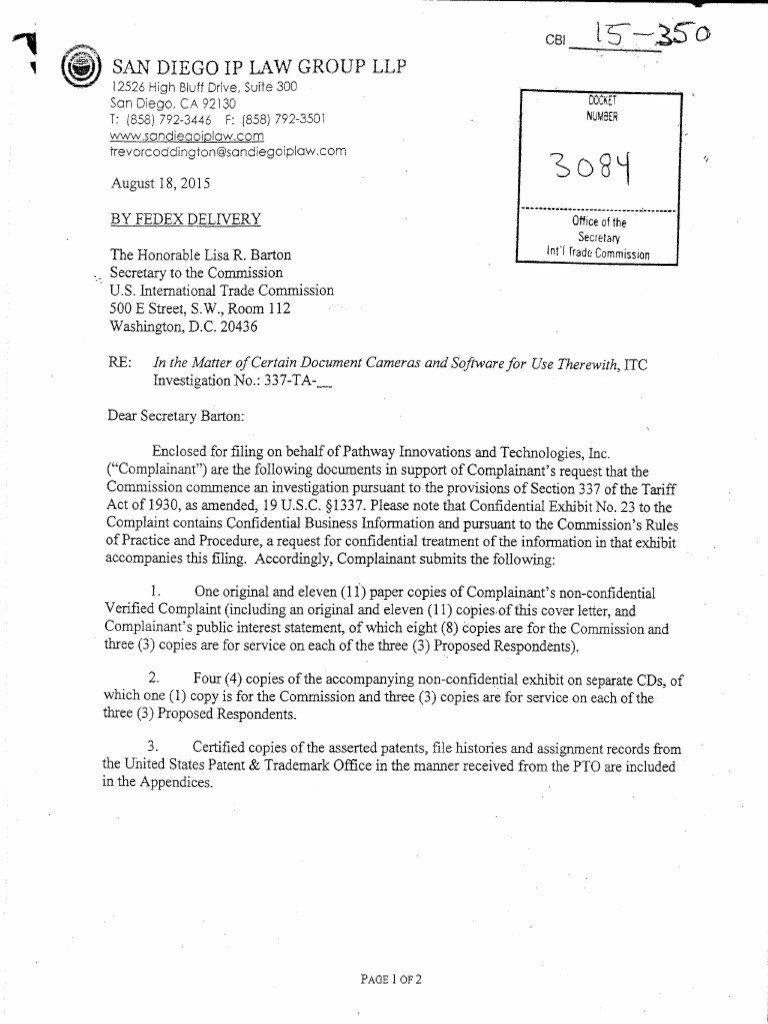 Pathway Innovations and Technologies ITC Complaint | PDF | Patent Claim ...
