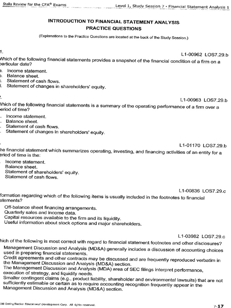 Financial Statement Analysis Sample Questions File 10001-2 | PDF