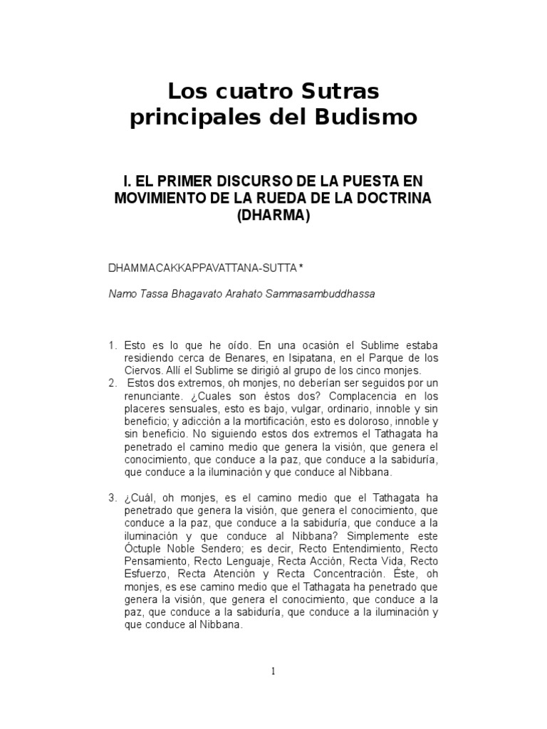 Los Cuatro Principales Sutras | PDF | Cuatro nobles verdades ...