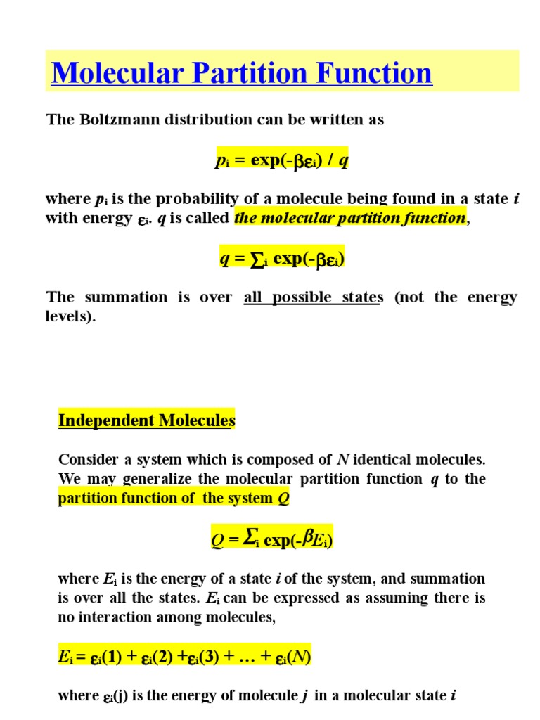 Molecular Partition Function Explained | PDF | Heat Capacity | Diatomic ...