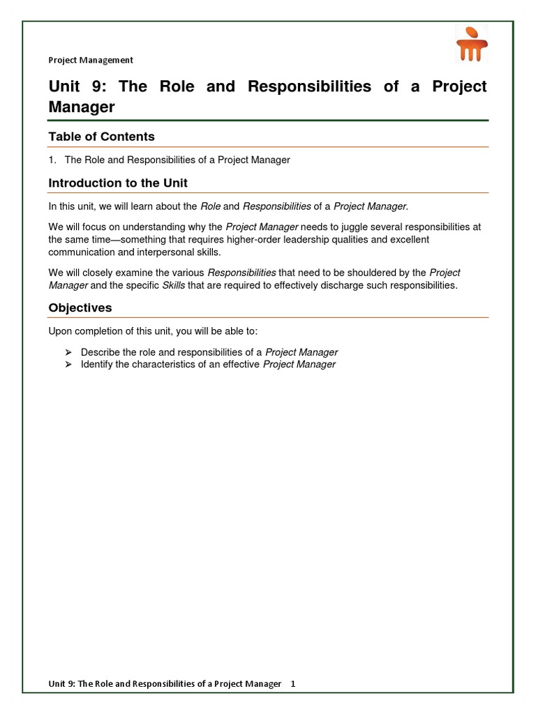 2. Roles and Responsibilities of a Project Manager.pdf | Project ...