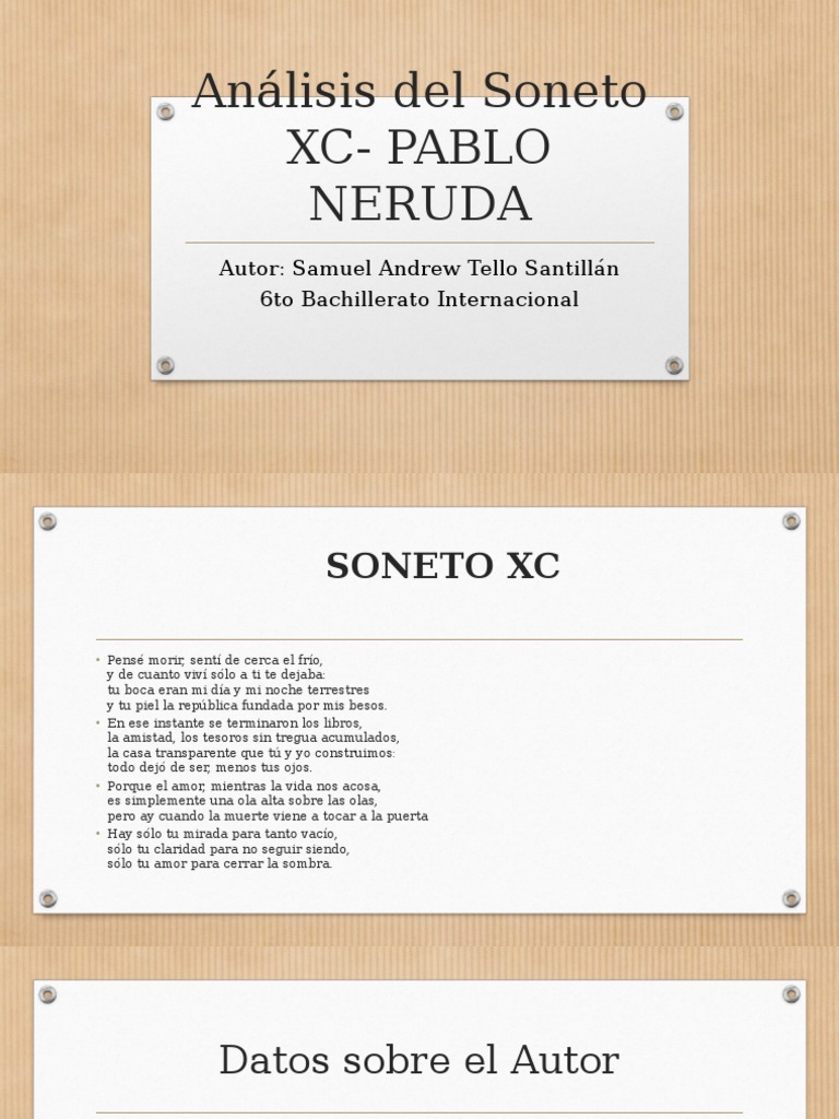 Análisis Del Soneto XC - Pablo Neruda | PDF | Sonetos | Poesía