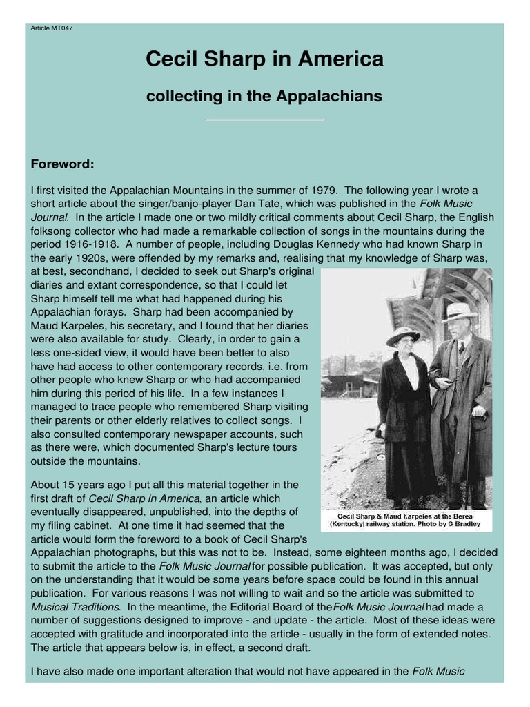 Cecil Sharp's Appalachian Journey | PDF | Folk Music | Ballad
