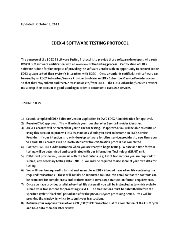 7 EDEX 4testing Protocol | PDF | Software Testing | Computing