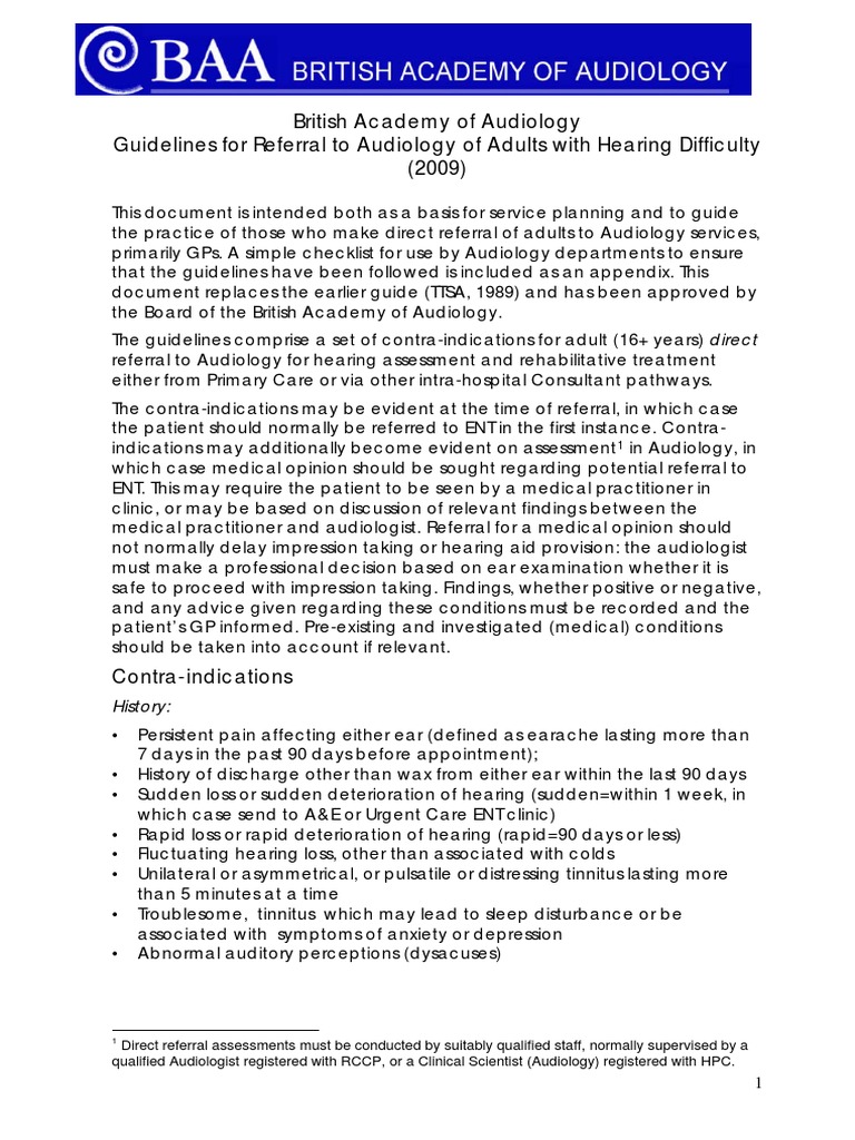 Audiology Referral Guidelines for Adults | PDF | Hearing | Audiology