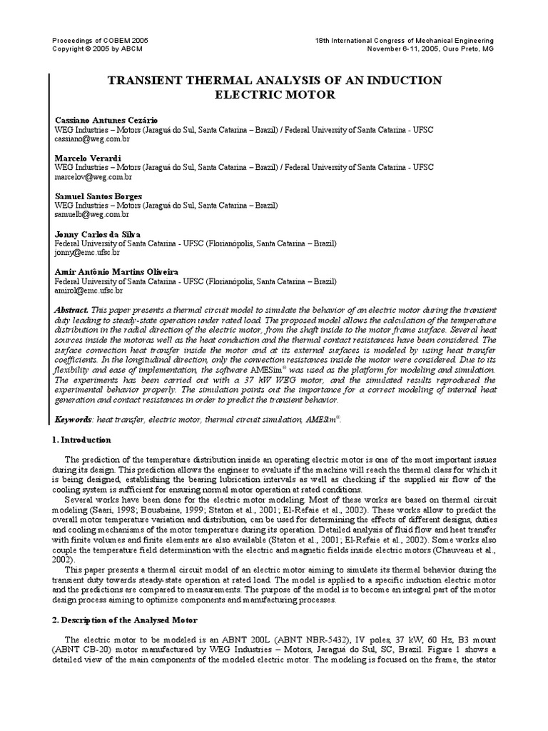 Transient Thermal Analysis of An Induction Motor - COBEM 2005 | PDF ...