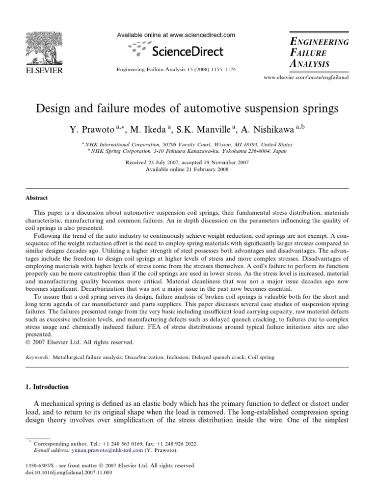 Design and Failure Modes of Automotive Suspension Springs | PDF | Heat ...