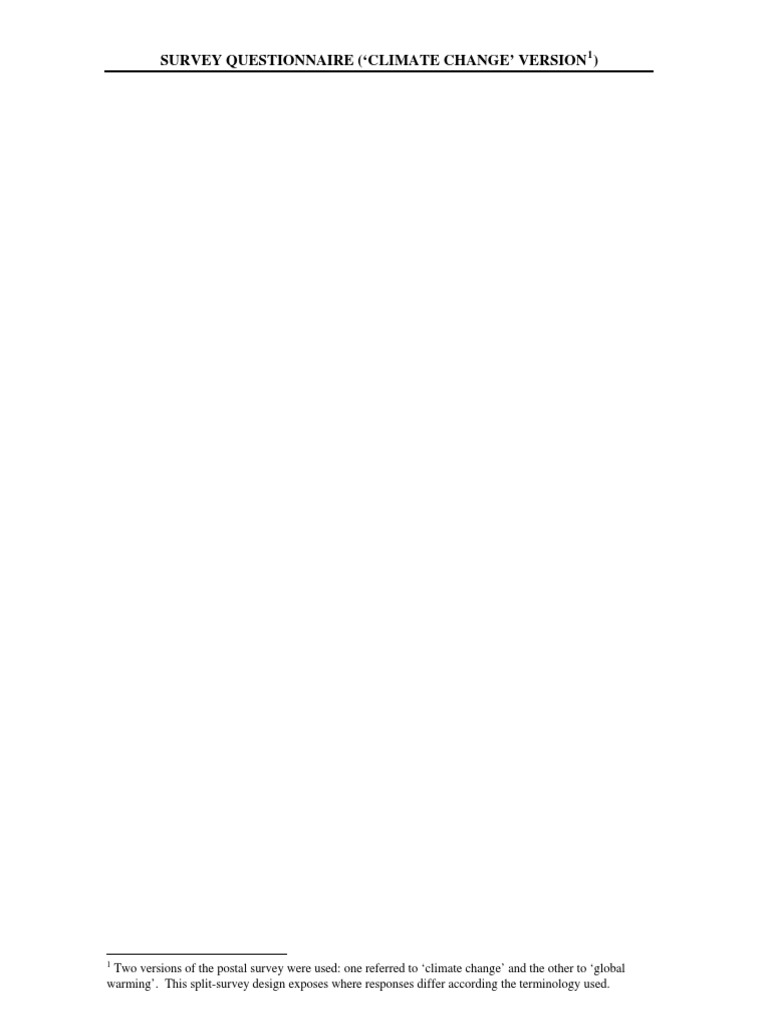 Climate Change Survey Questionnaire | PDF | Climate Change | Pollution