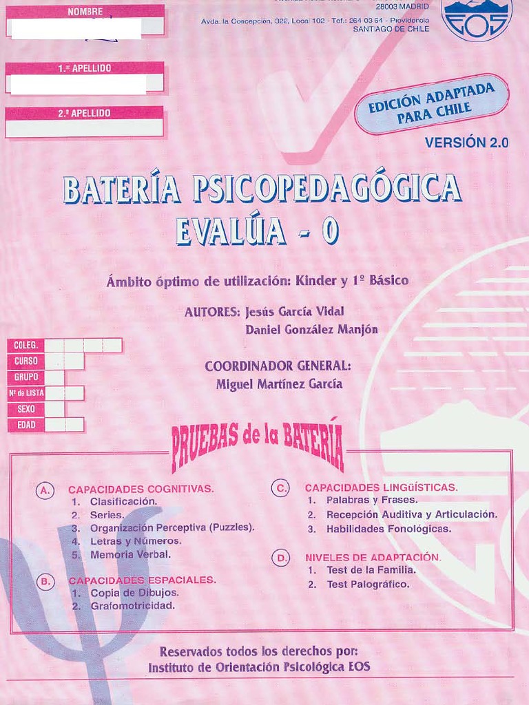 Cuadernillo - Protocolo Evalua-0 | PDF