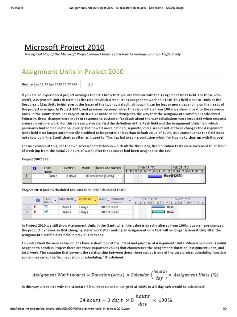 Project Controls - Assignment Units - Good Ref | PDF | Scheduling ...