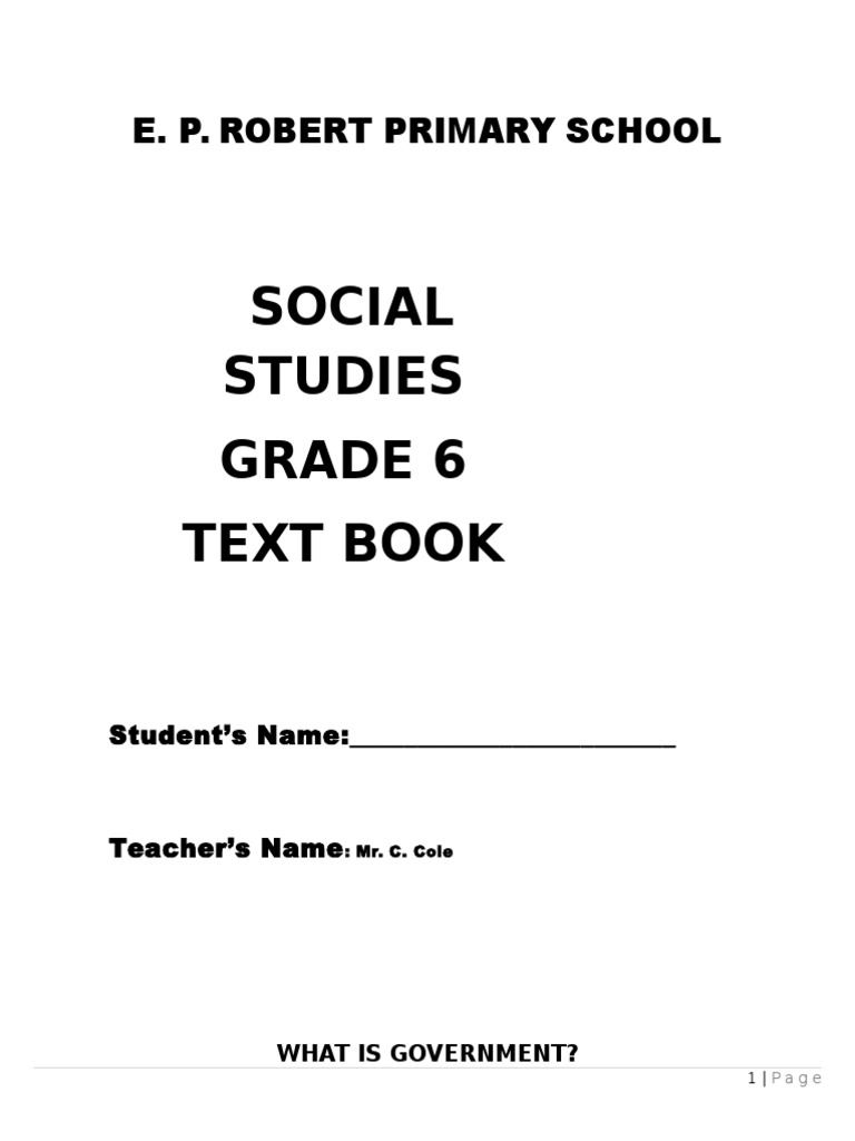 Social Studies Grade 6 Text Book: E. P. Robert Primary School | PDF ...