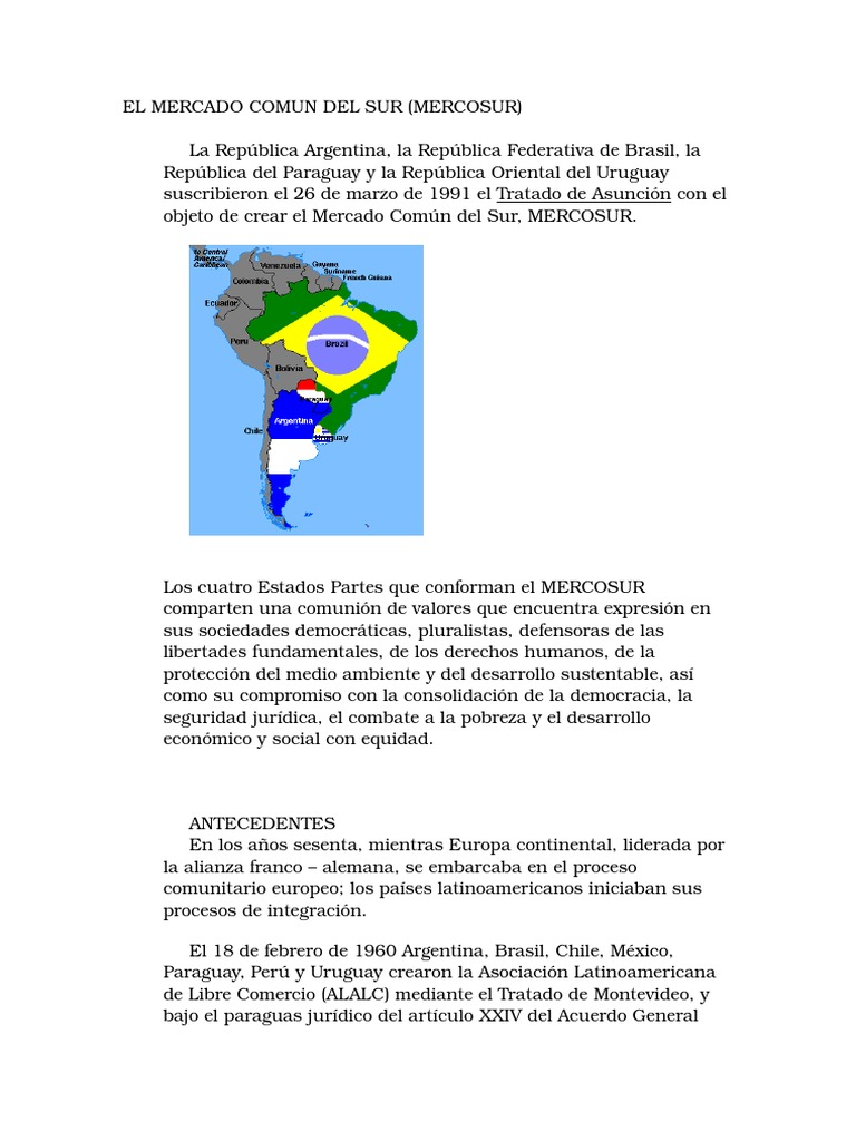 El Mercado Comun Del Sur (Mercosur) | Unión Europea | Economias El Mercado Comun Del Sur (Mercosur) | Unión Europea | Economias