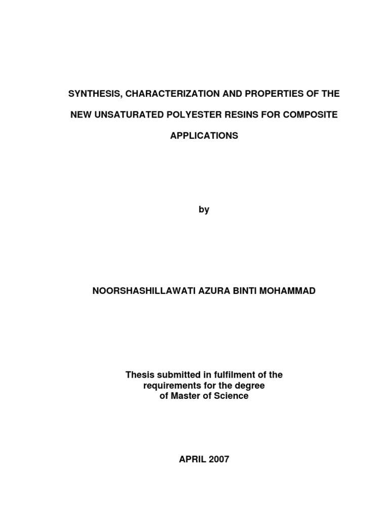 Synthesis, Characterization and Properties of The New Unsaturated ... Synthesis, Characterization and Properties of The New Unsaturated ...
