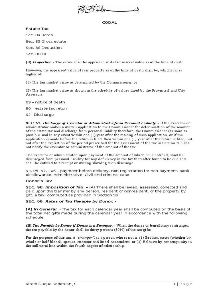 Codal Estate Tax: Cralaw | PDF | Tax Credit | Taxes