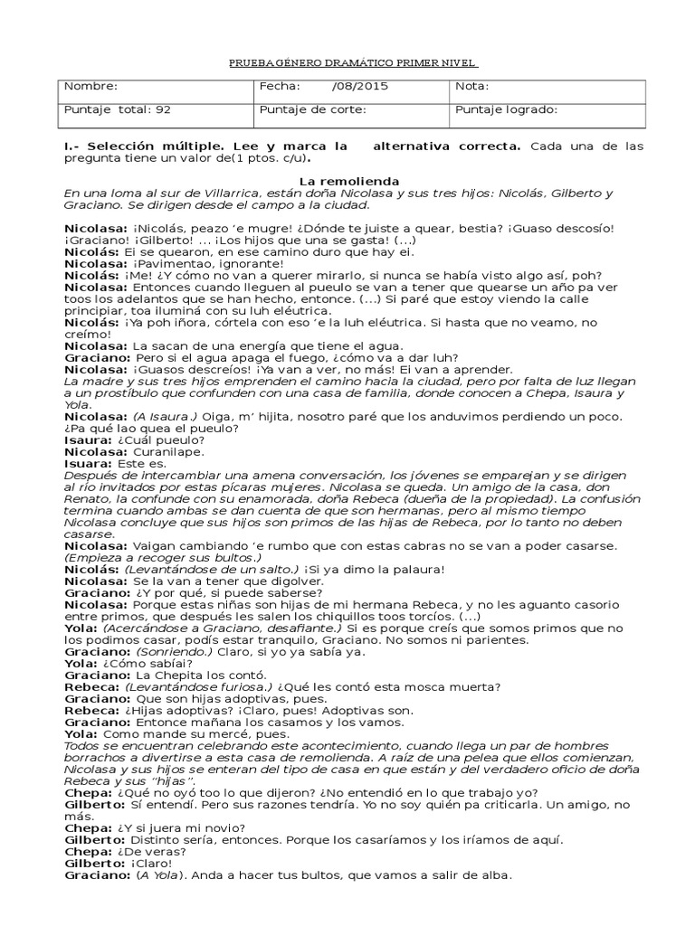 1 Nivel Texto Dramático | Comedia | Teatro | Prueba gratuita de 30 días ...